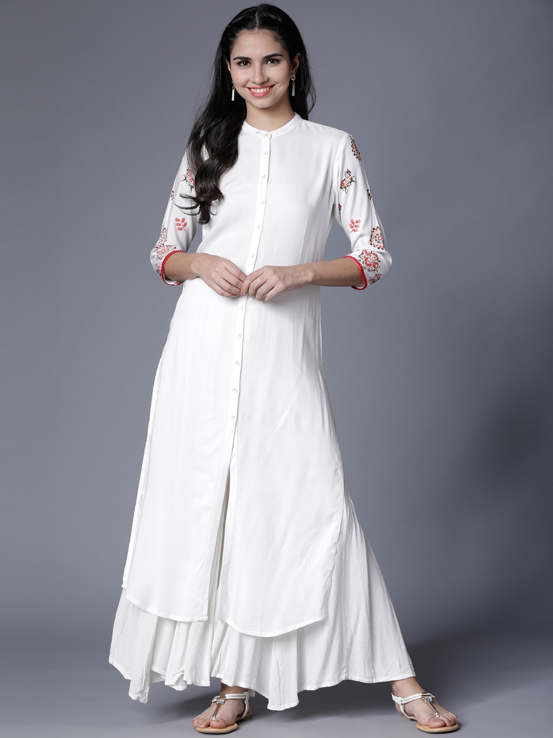 Buy Vishudh Women White Printed A Line Kurta Kurtas For Women 8986061