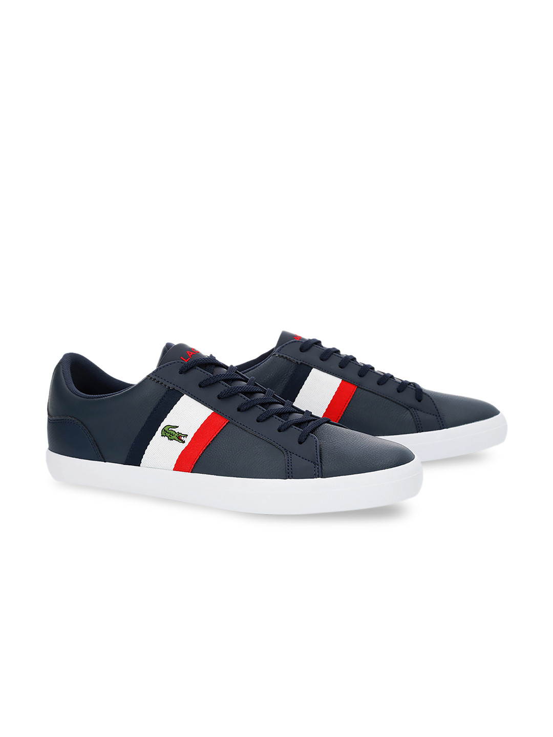 Buy Lacoste Men Navy Blue Striped Sneakers - Casual Shoes for Men ...