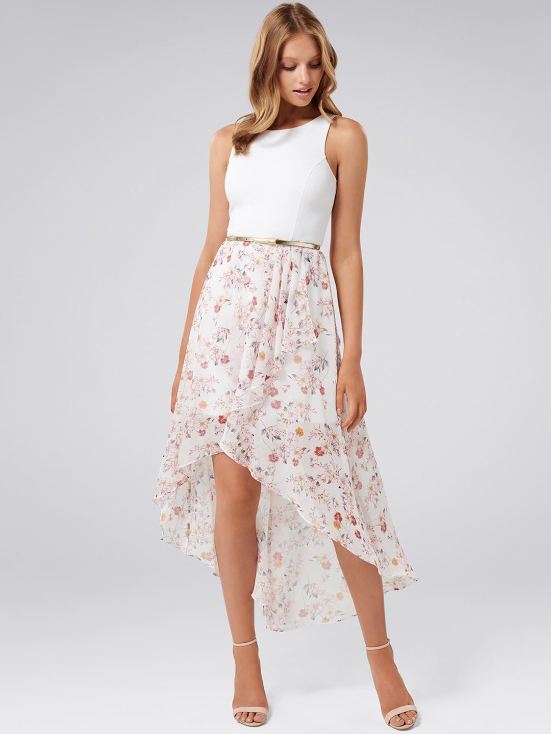 Buy Forever New Women White Floral Print Fit And Flare Dress Dresses