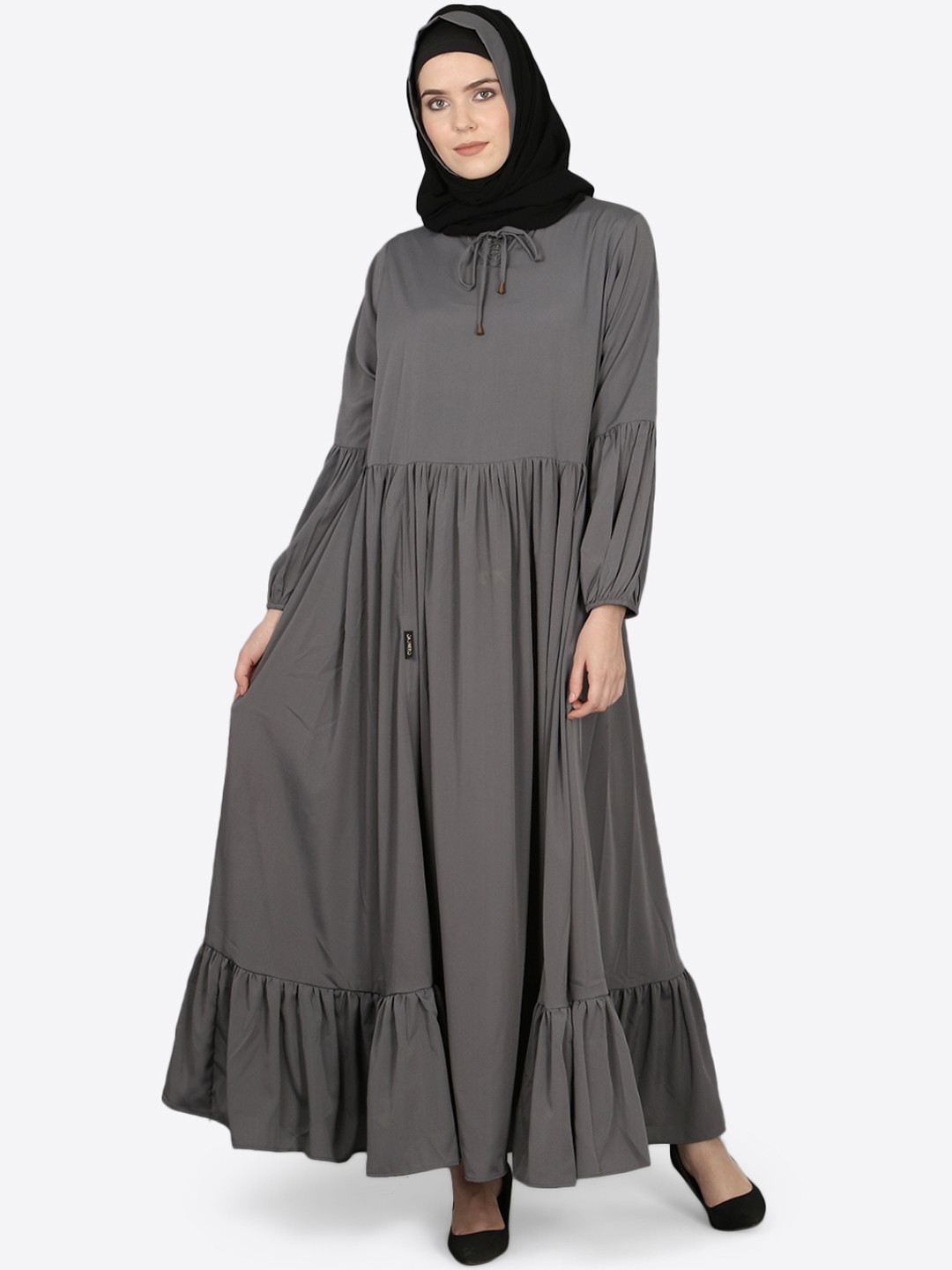 Buy Nazneen Women Grey Solid Burqa With Hijab - Burqas for Women ...