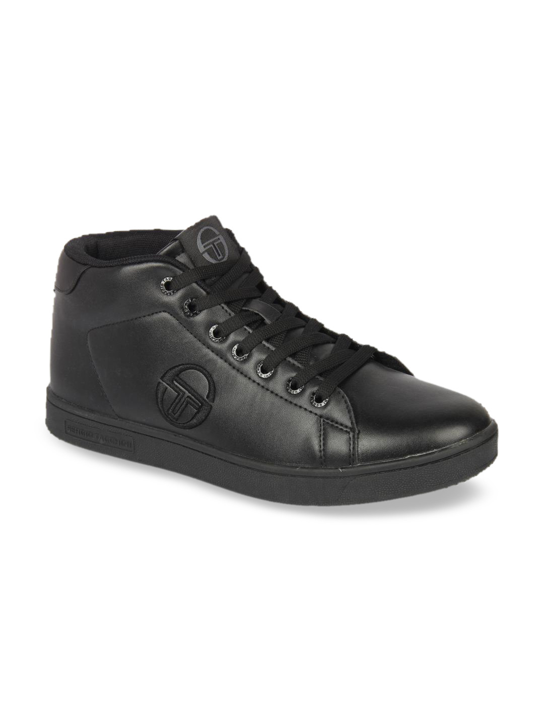 Buy Sergio Tacchini Men Black Solid Synthetic Leather Mid Top Sneakers ...
