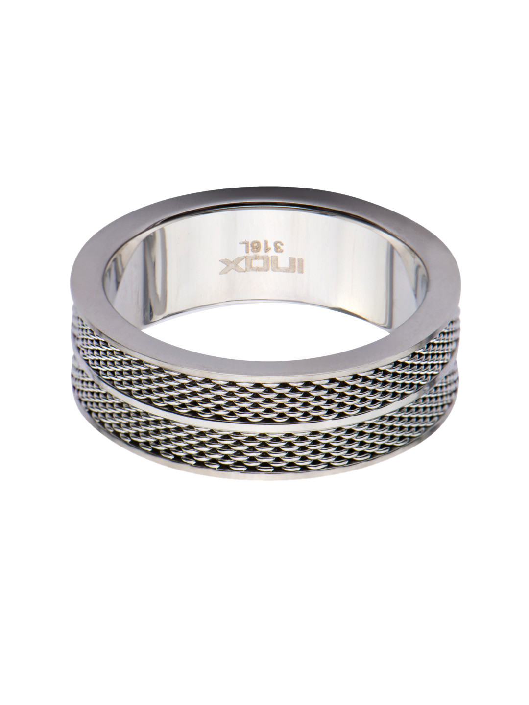 Buy Inox Jewelry Men Silver Toned Textured Band Ring - Ring for Men ...