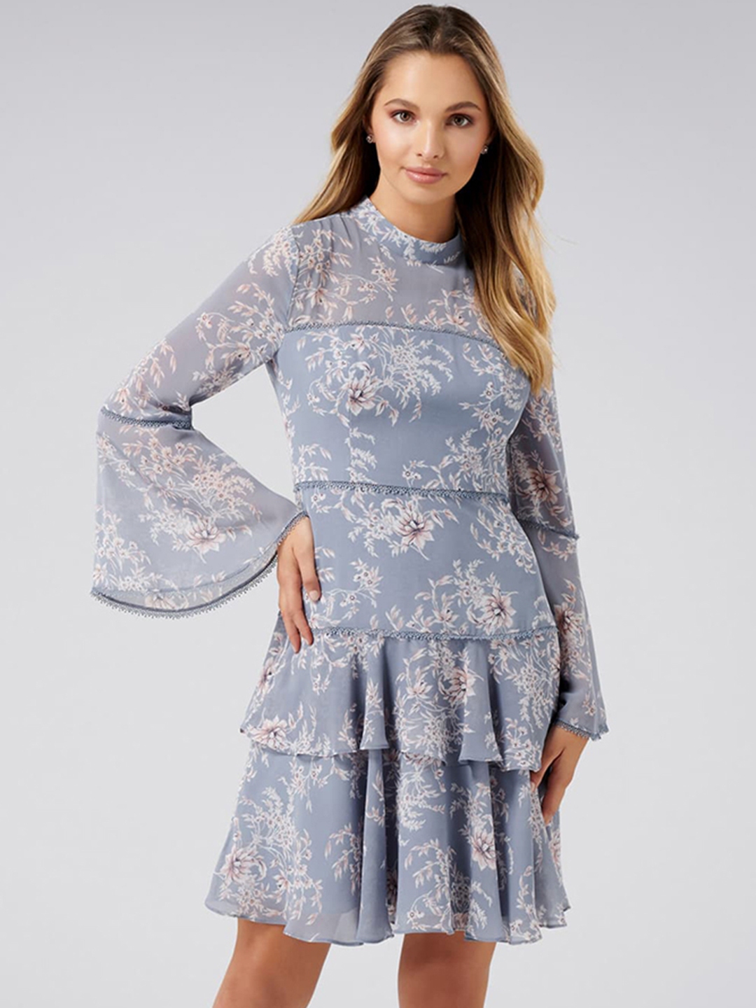 Buy Forever New Women Blue Printed A Line Dress Dresses For Women
