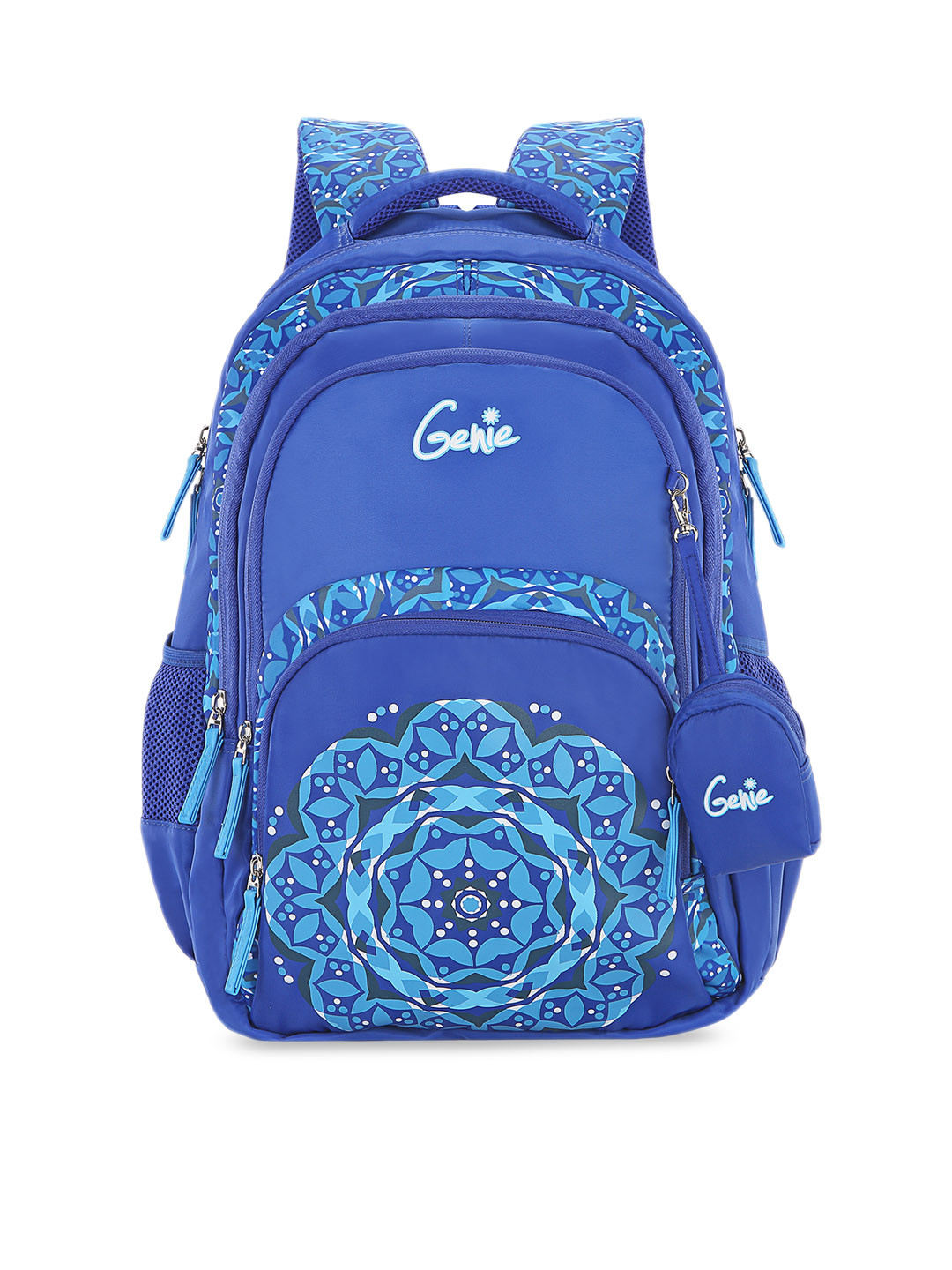 Buy Genie Girls Blue Graphic Print 19 Inches Large Backpack With Pouch ...