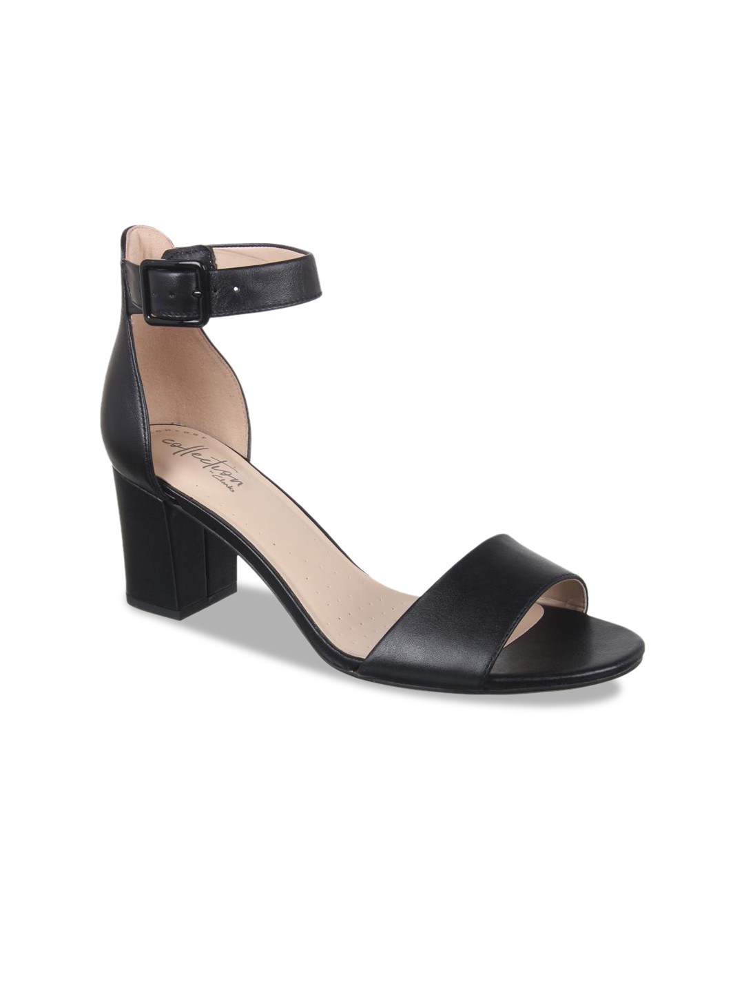 Buy Clarks Women Black Solid Leather Block Heels - Heels for Women ...
