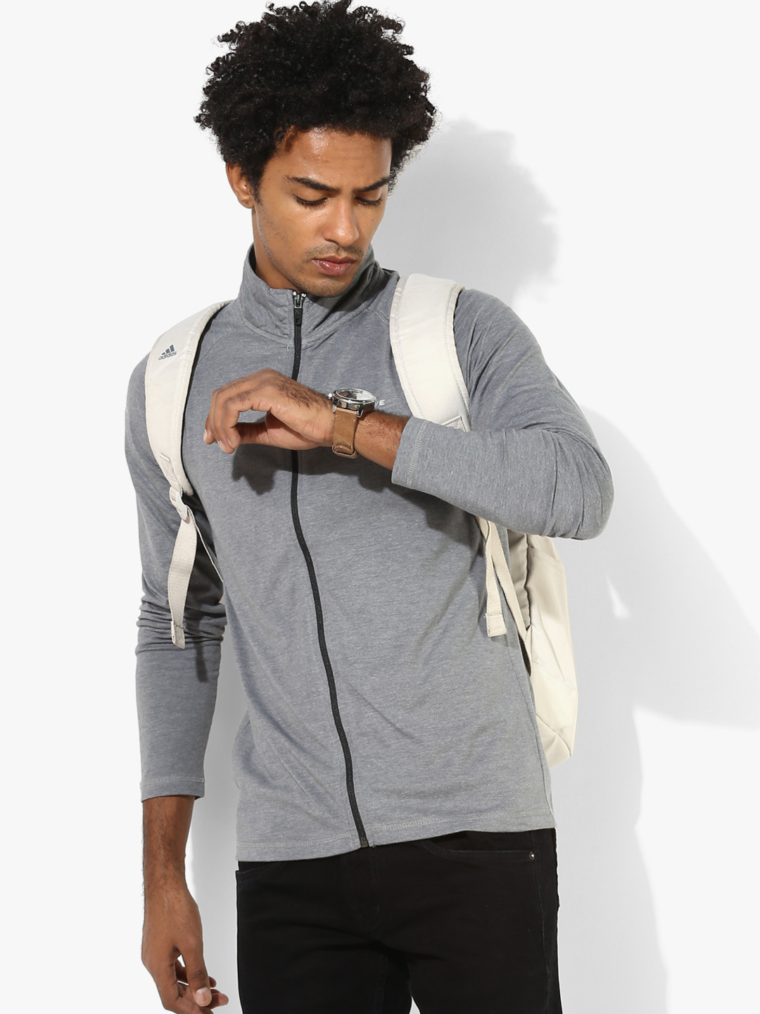 Buy Grey Melange Solid Sweat Jacket - Sweatshirts for Men 10002405 | Myntra