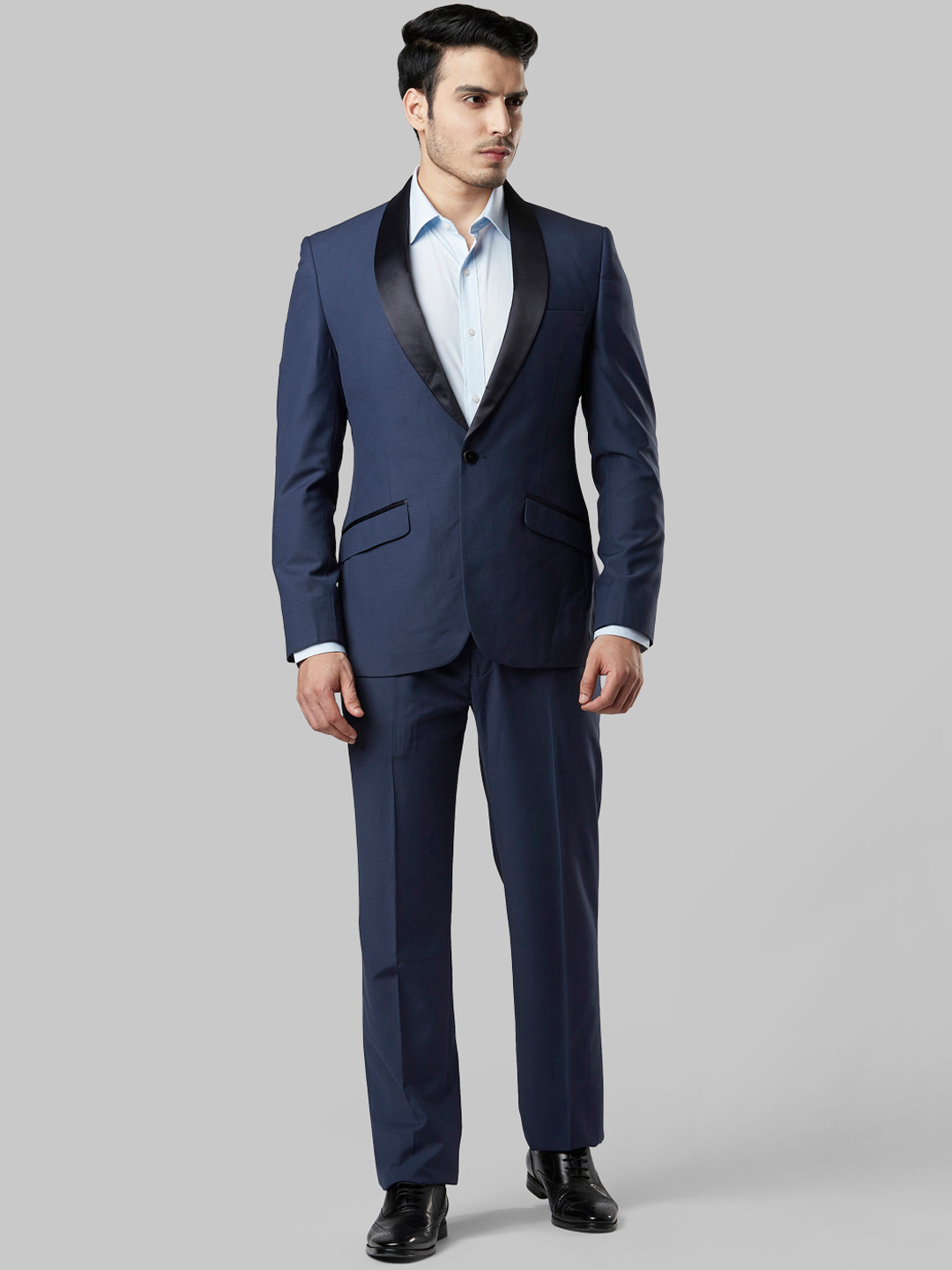 Buy Raymond Men Blue Solid Regular Fit Tuxedo Suit - Suits for Men ...