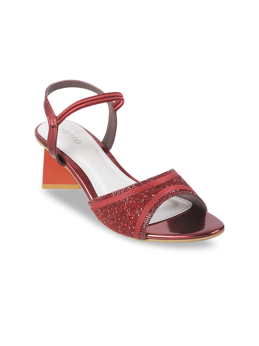 Buy Metro Women Maroon Solid Sandals - Heels for Women 10063715 | Myntra