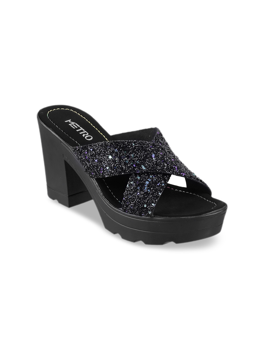 Buy Metro Women Black Embellished Heels - Heels for Women 10063761 | Myntra