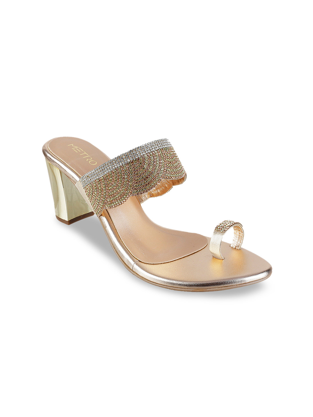 Buy Metro Women Gold Toned Textured Heels - Heels for Women 10063669 ...