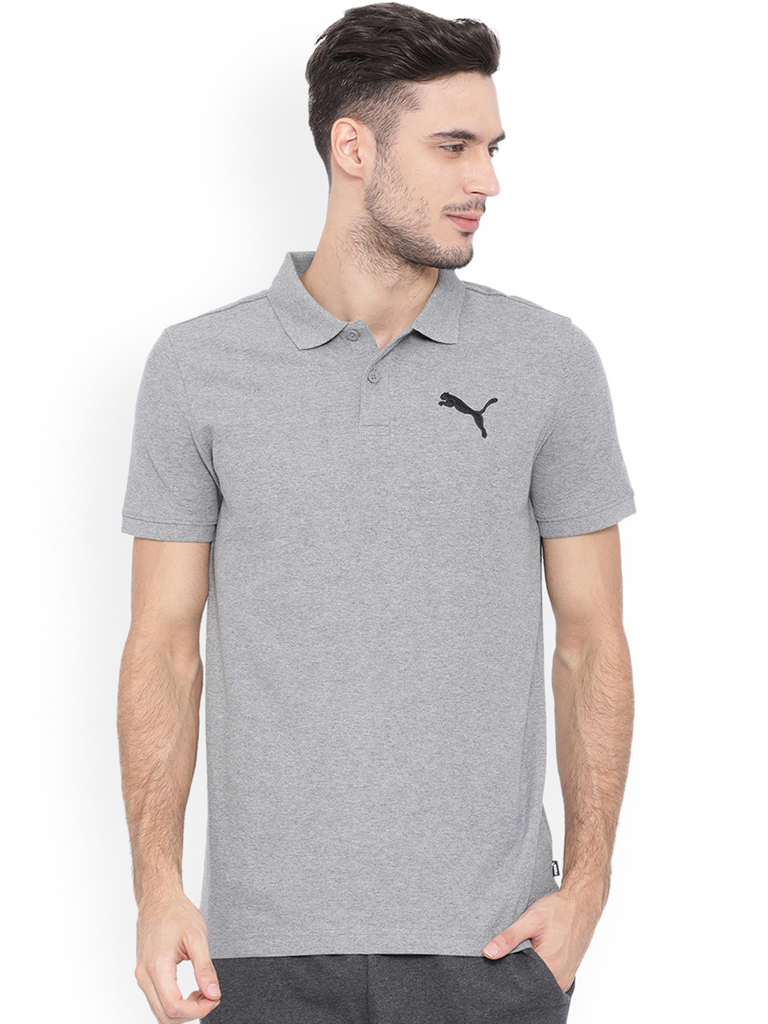 Buy Puma Men Grey Solid Polo Collar T Shirt - Tshirts for Men 10065693 ...