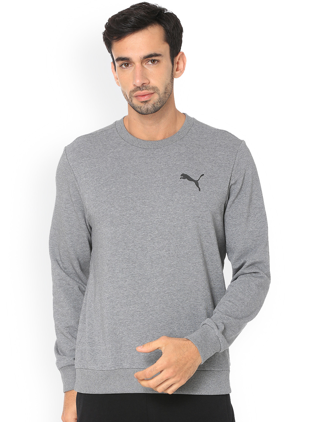 Buy Puma Men Grey Solid ESS Logo Crew Sweater - Sweaters for Men ...