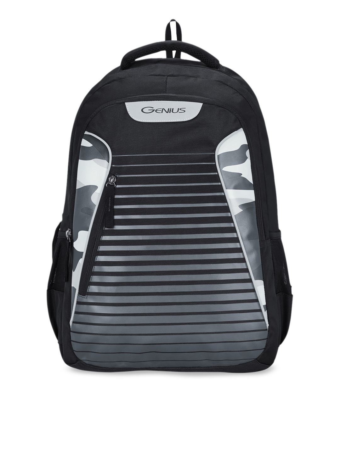 Buy Genius Unisex Black & Grey Striped 19inches Large Laptop Backpack ...