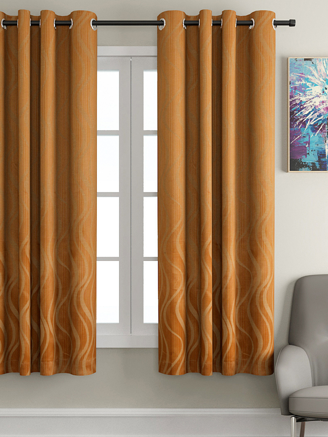 Buy VRINDA Copper Toned Single Window Curtain - Curtains And Sheers for ...