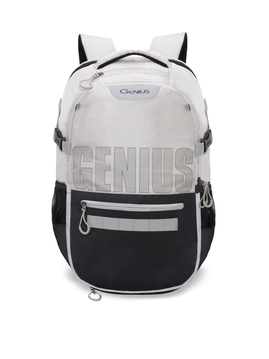 Buy Genius Unisex Grey & Black Printed 21 Inches Large Overnighter ...
