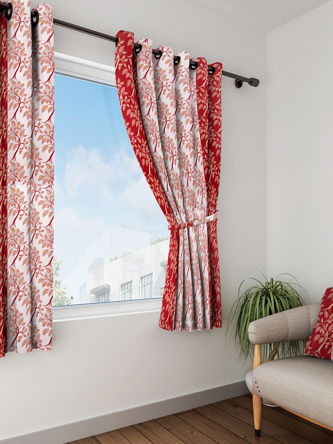 Buy Cortina Maroon Printed Single Window Curtain - Curtains And Sheers ...