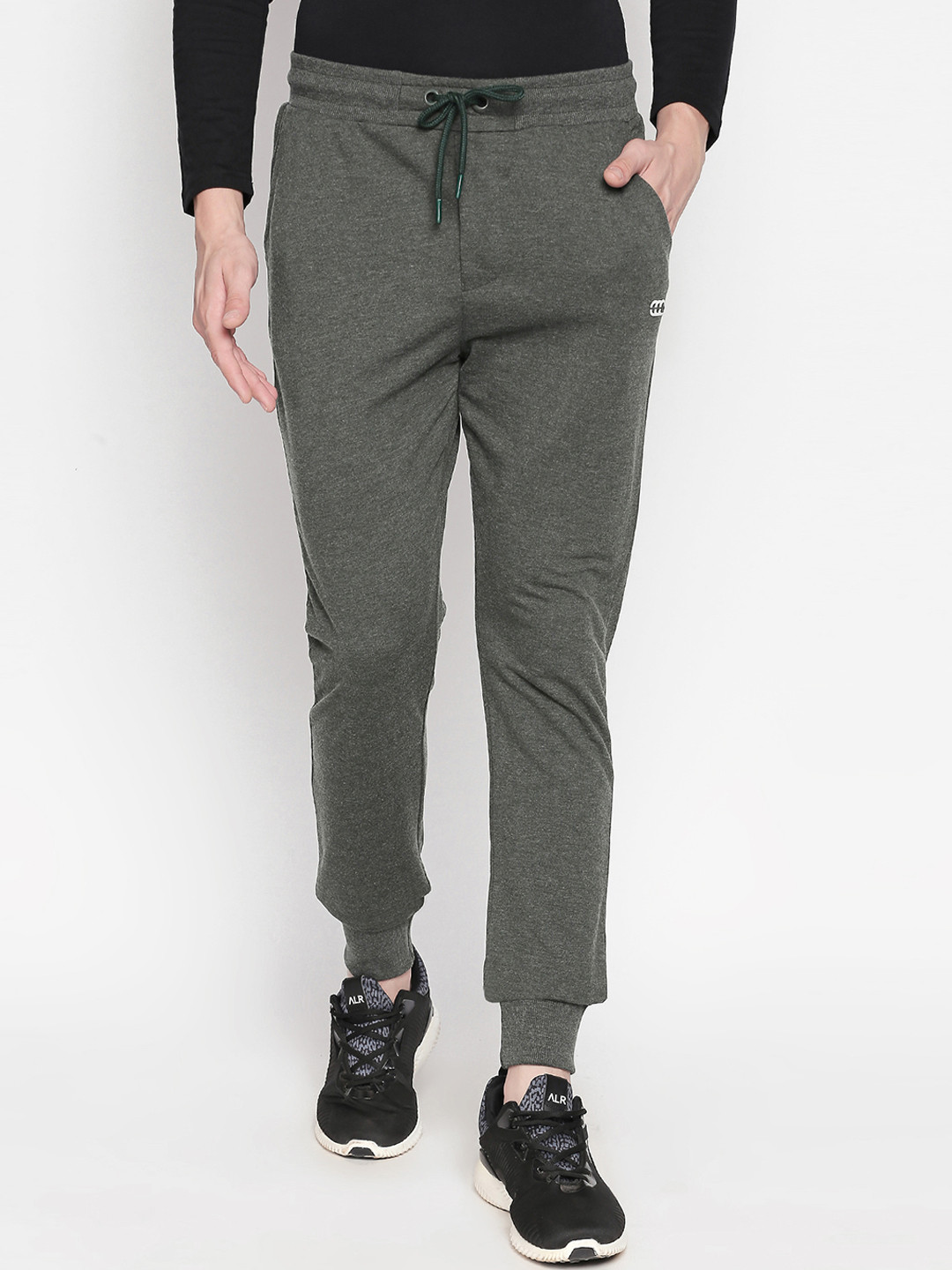 Buy Ajile By Pantaloons Men Grey & Olive Green Regular Fit Solid ...