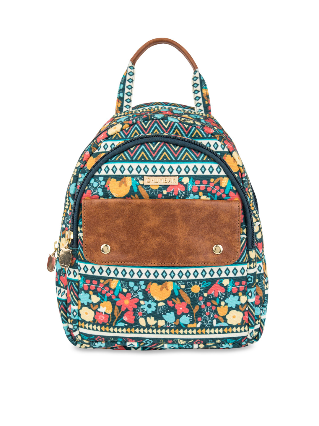 Buy Chumbak Women Teal Blue Geometric Backpack - Backpacks for Women ...