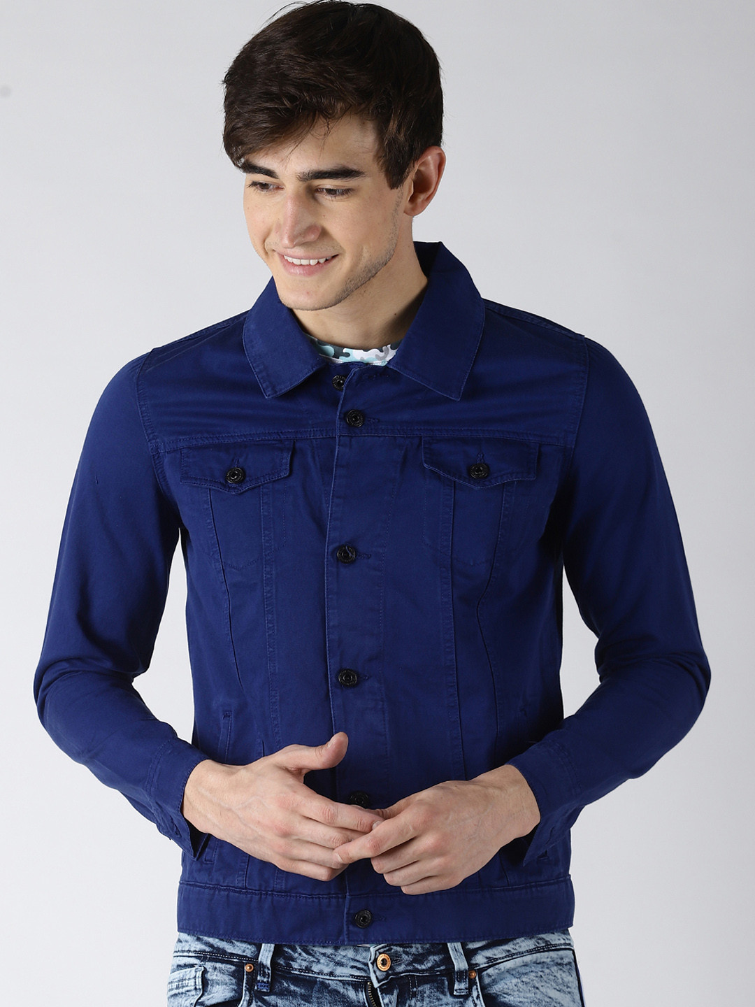 Buy Blue Saint Men Navy Blue Solid Tailored Jacket - Jackets for Men ...