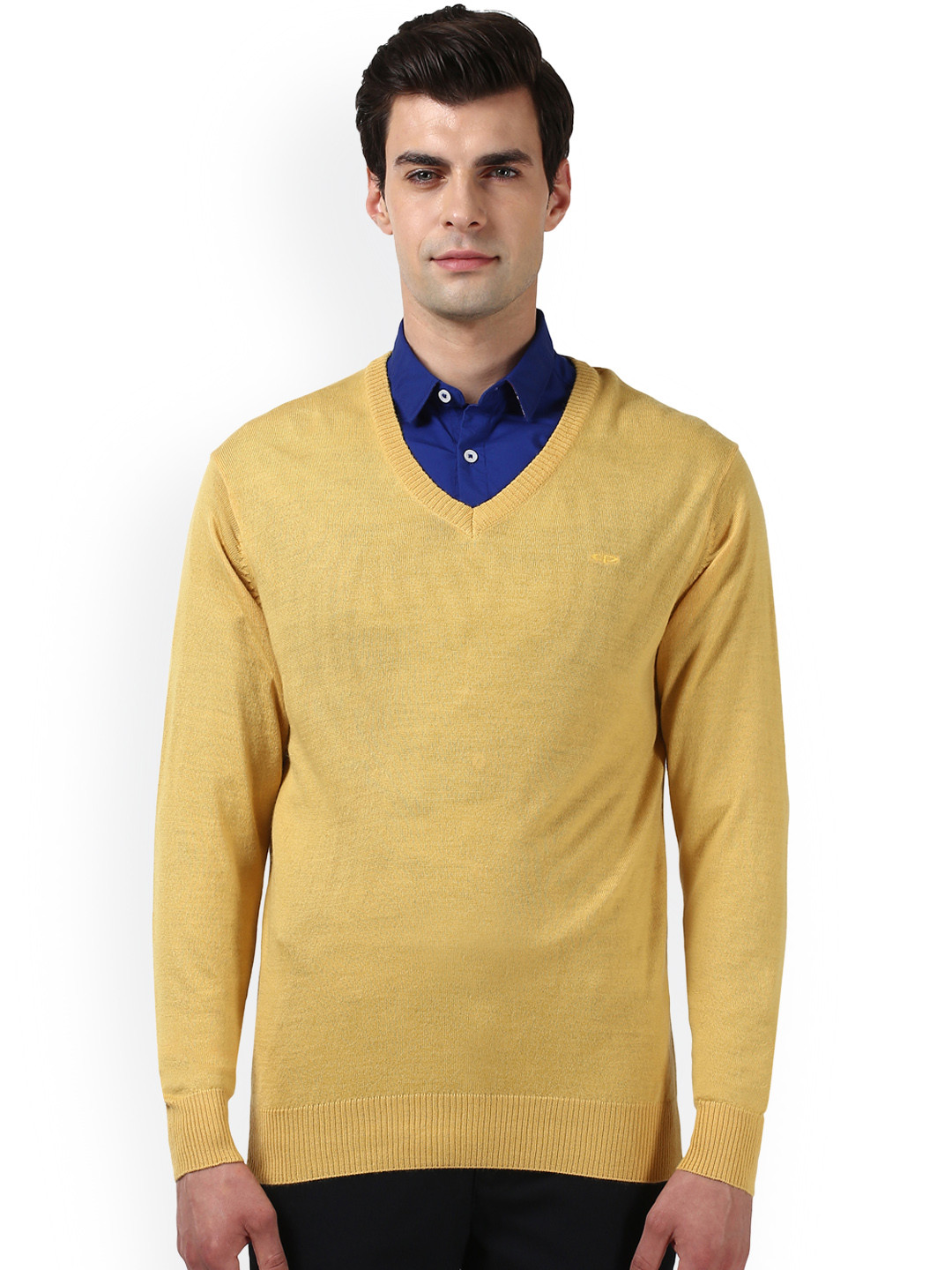 Buy ColorPlus Men Yellow Solid Sweater - Sweaters for Men 9931113 | Myntra