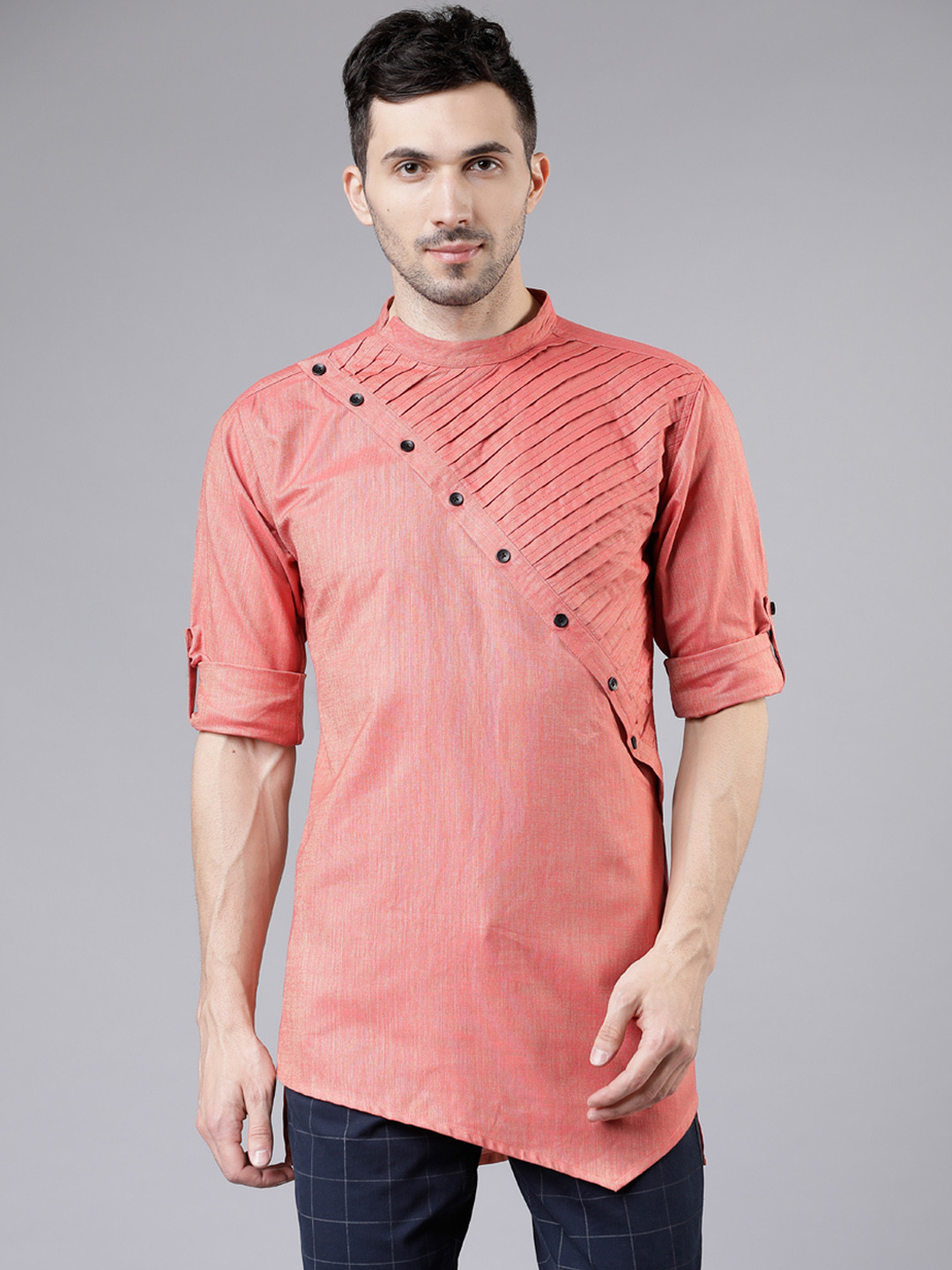Buy Svanik Men Pink Solid Straight Kurta - Kurtas for Men 9898531 | Myntra