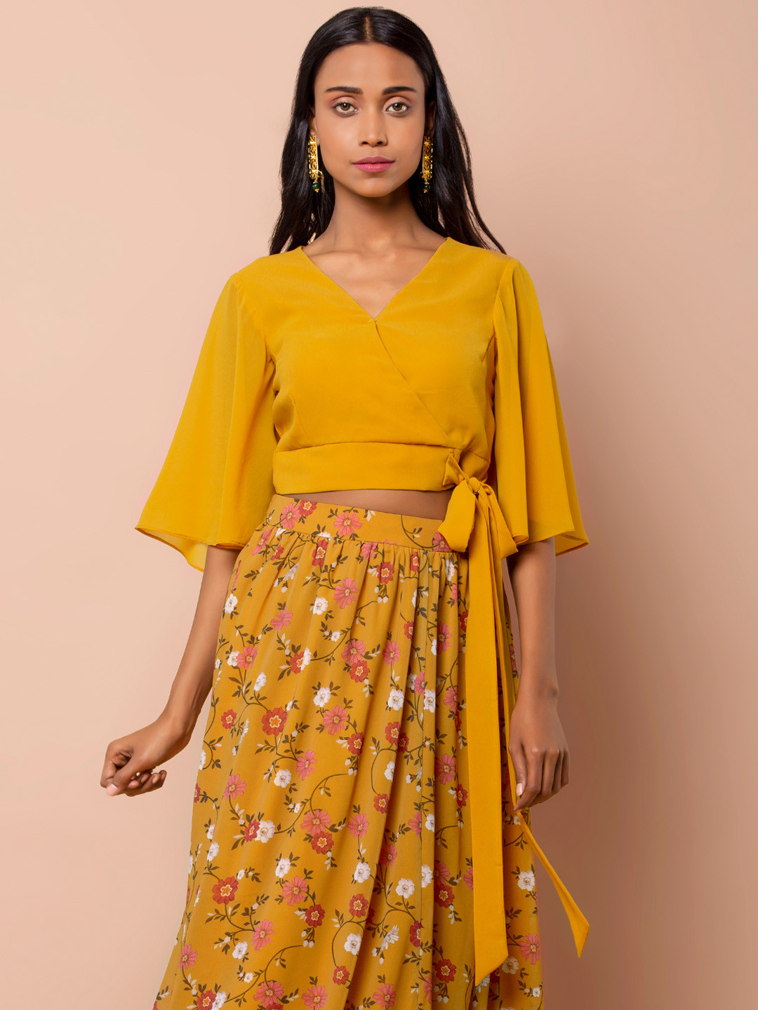 Buy INDYA Women Yellow Solid Wrap Crop Top - Tops for Women 9968777 ...