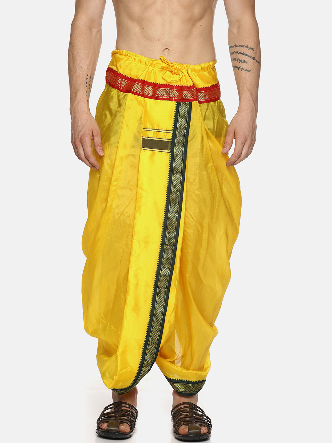 Buy Sethukrishna Men Yellow Solid Readymade Dhoti Pants - Dhotis for ...