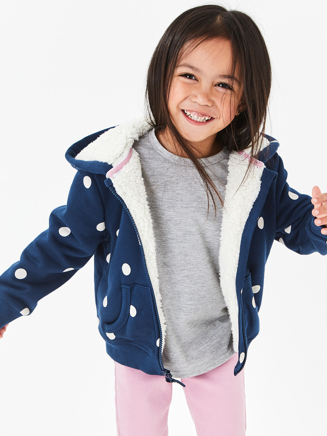 Buy Marks & Spencer Girls Navy Blue Printed Jacket - Jackets for Girls ...