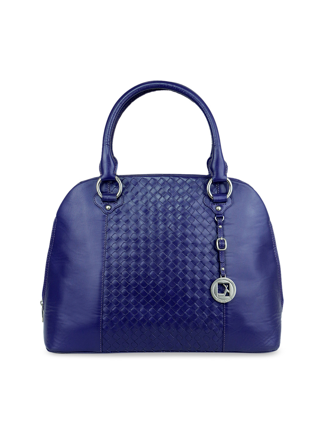 Buy Da Milano Women Blue Textured Leather Handheld Bag - Handbags for ...