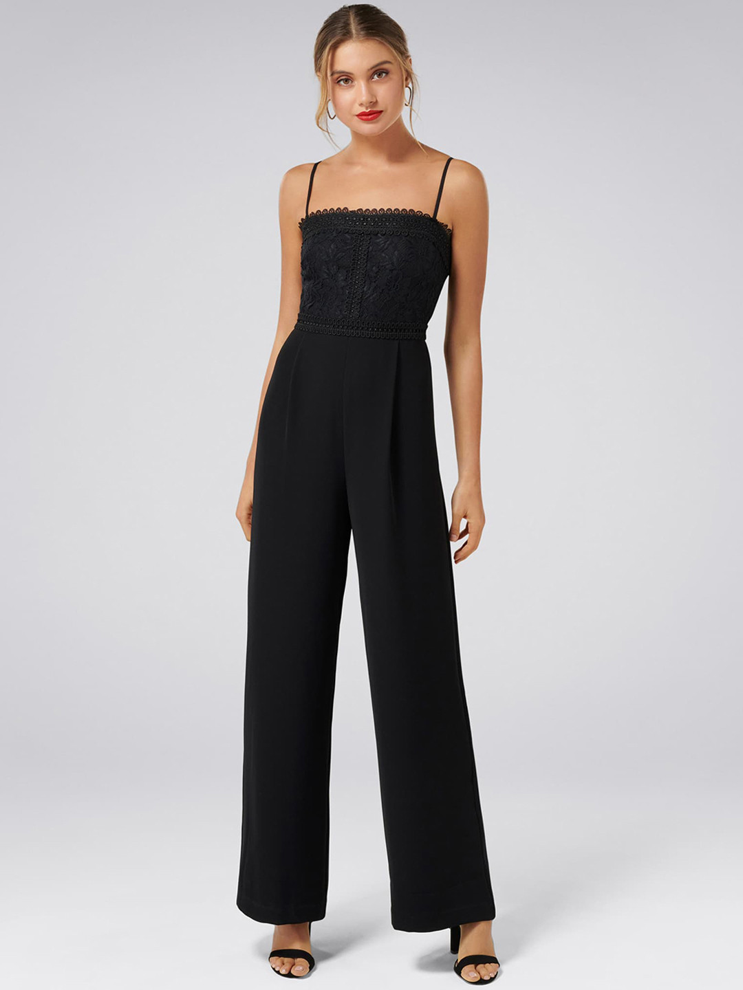 Buy Forever New Women Black Basic Jumpsuit - Jumpsuit for Women ...