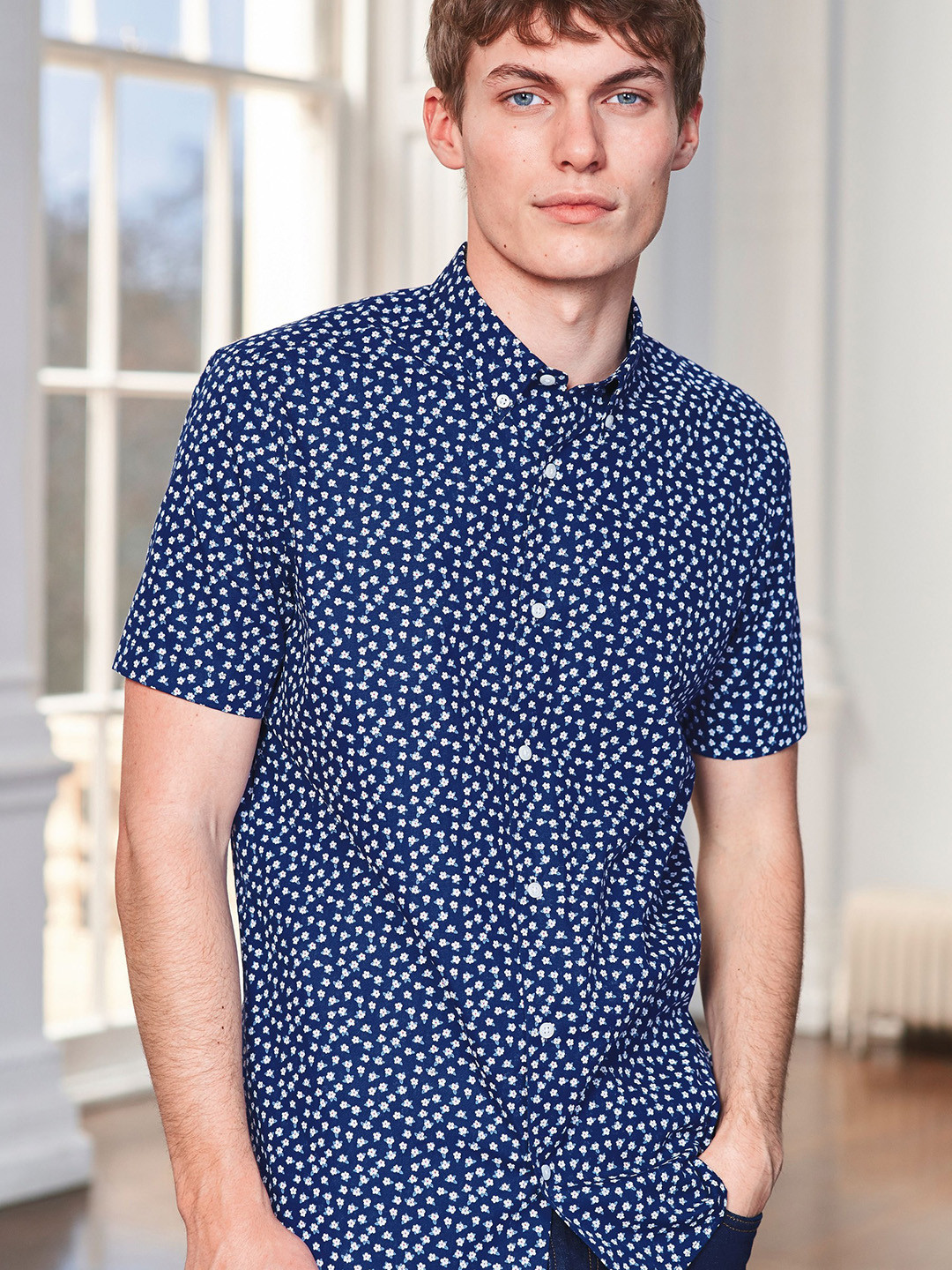 Buy Next Men Blue Regular Fit Printed Casual Shirt - Shirts for Men ...