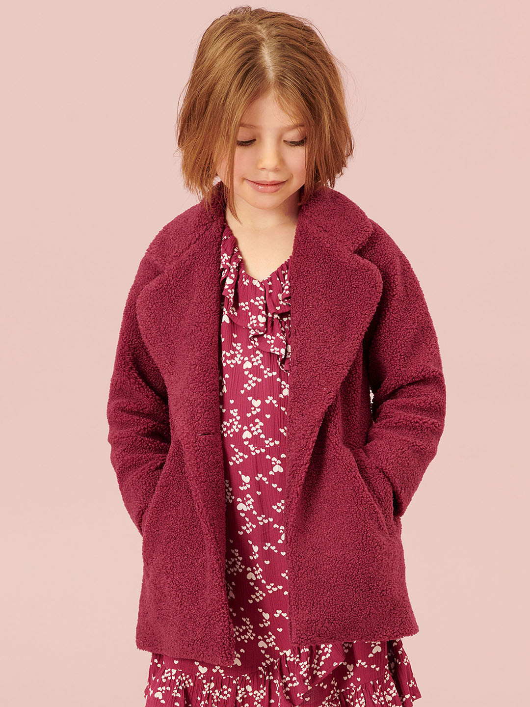 Buy Next Girls Red Solid Regular Fit Overcoat - Coats for Girls ...