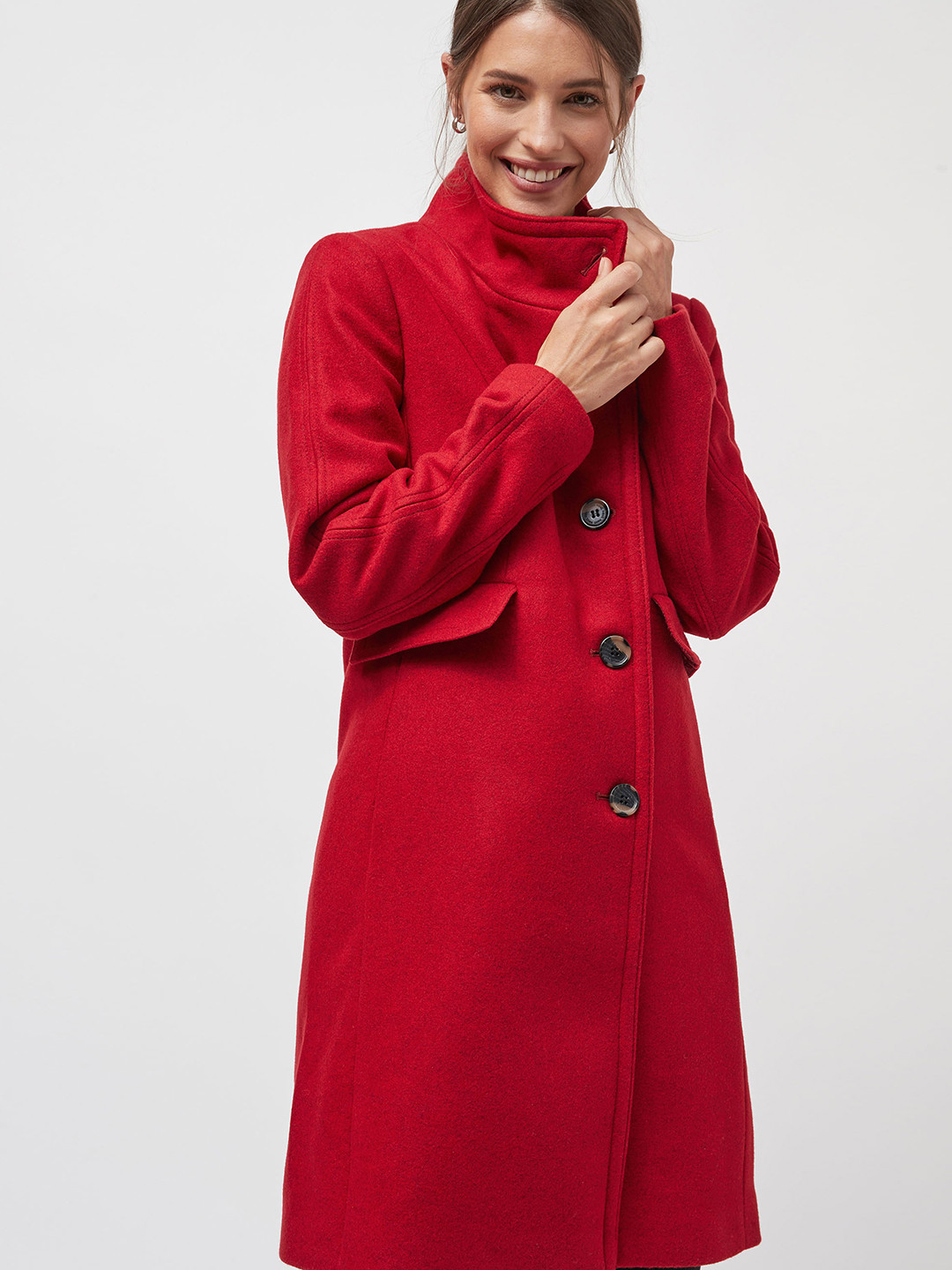 Buy Next Women Red Solid Overcoat - Coats for Women 10284681 | Myntra