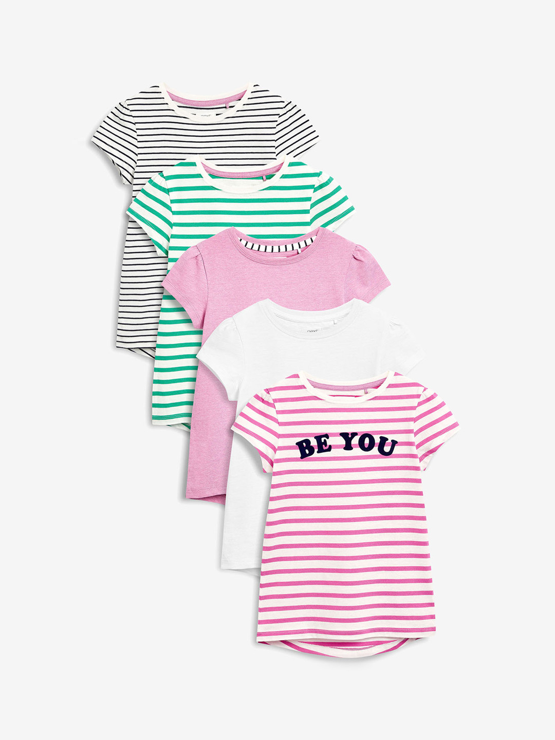 Buy Next Girls Multicoloured Striped Round Neck T Shirt - Tshirts for ...
