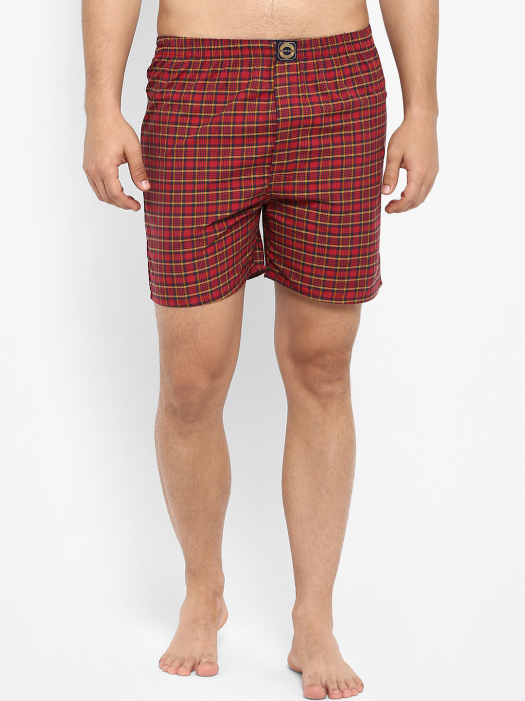 Buy Joven Men Red Checked Regular Fit Boxers JB15 - Boxers for Men ...