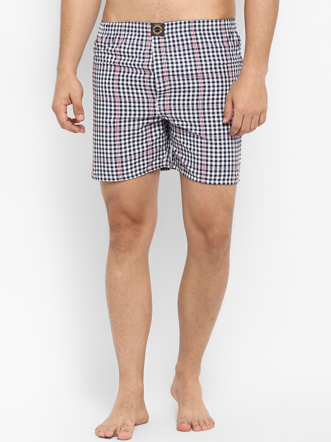 Buy Joven Men Black And White Checked Regular Fit Boxers JB41 - Boxers ...
