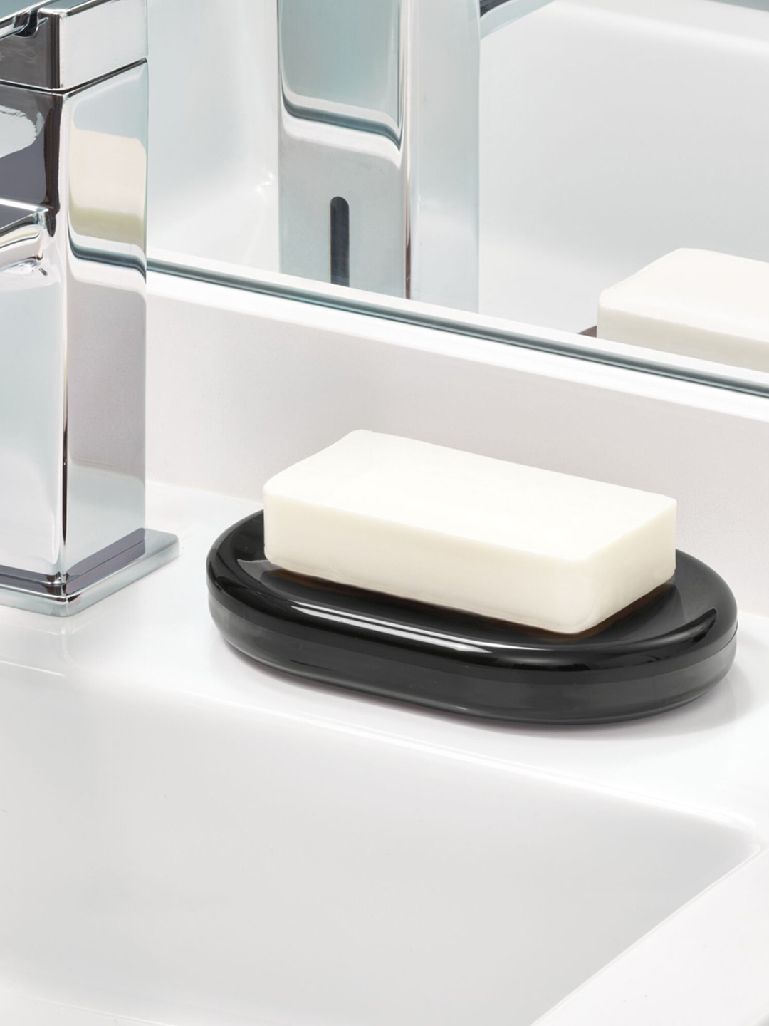 Buy INTERDESIGN Set Of 2 Black Plastic Countertop Soap Dish - Bathroom ...