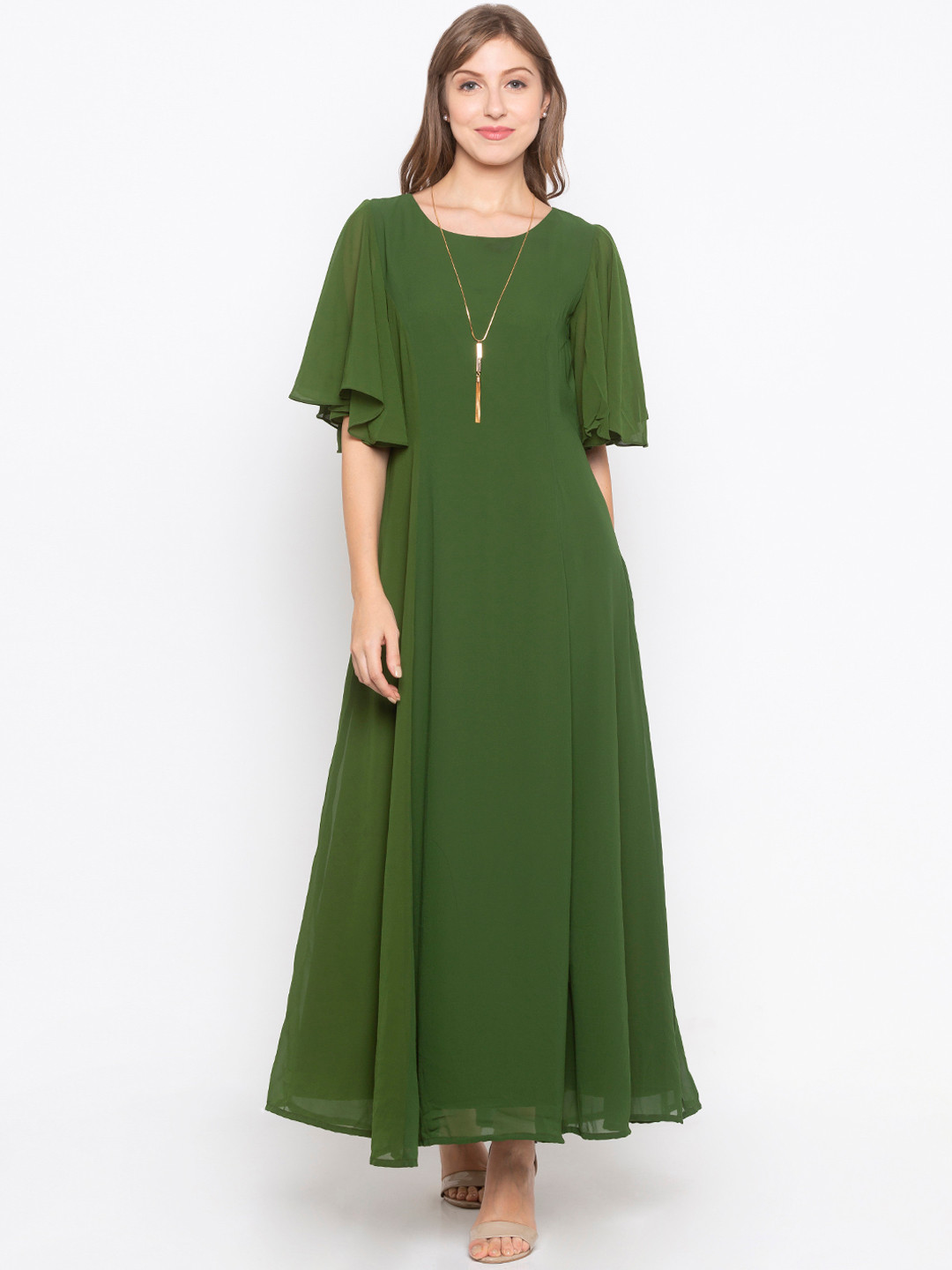 Buy Iti Women Olive Green Maxi Dress - Dresses for Women 10206563 | Myntra