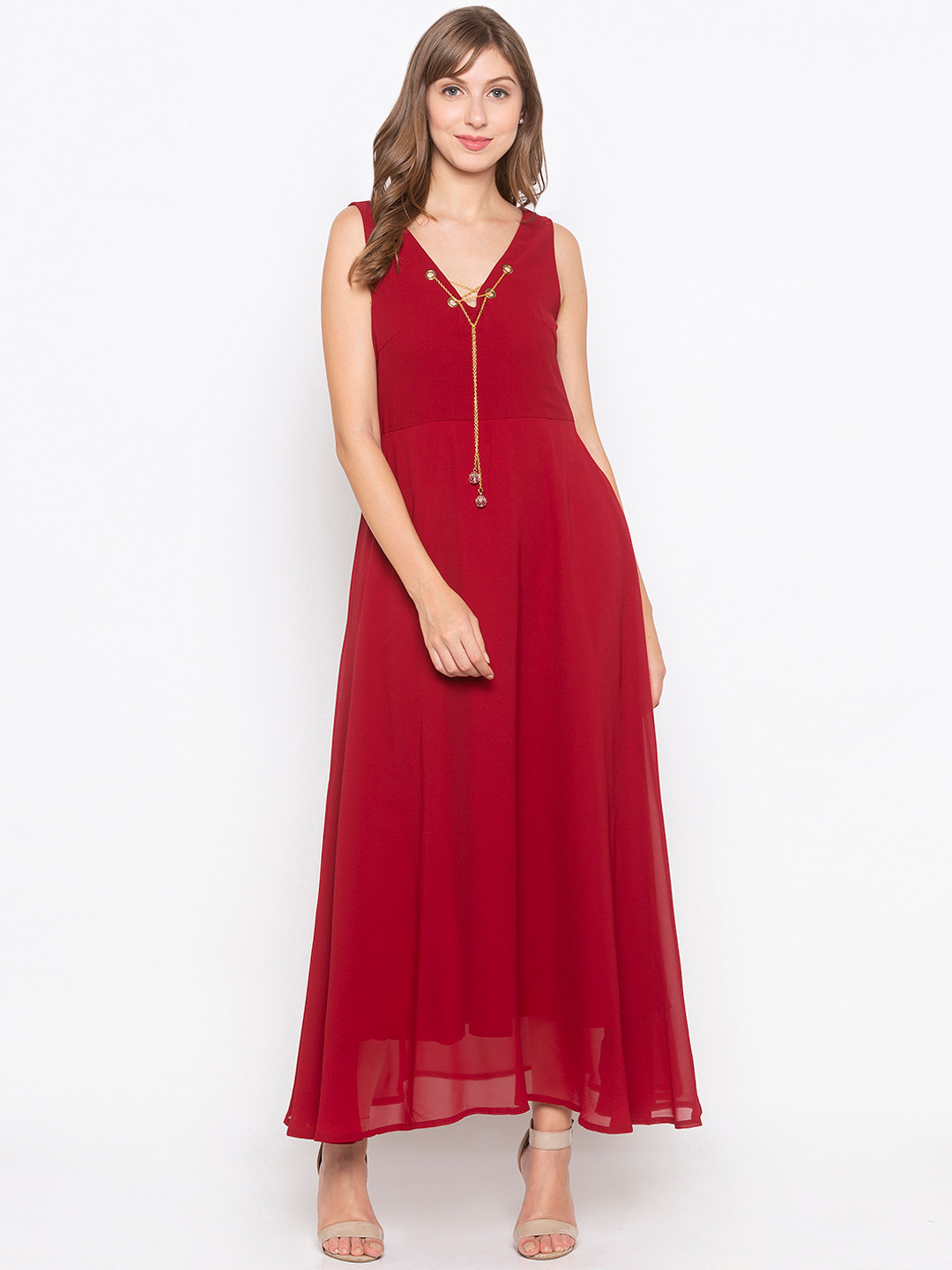 Buy Iti Women Maroon Solid Maxi Dress - Dresses for Women 10206567 | Myntra