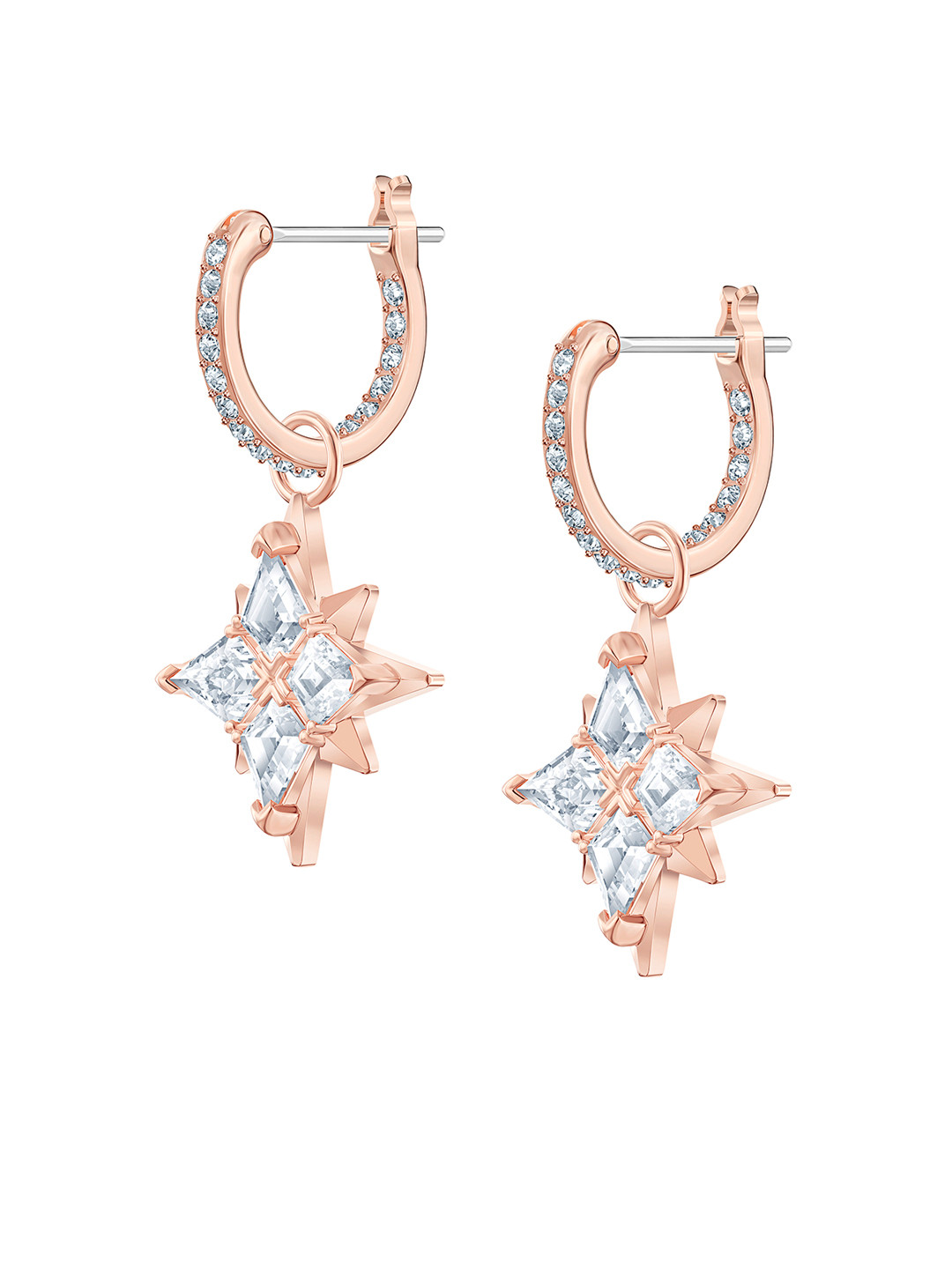 Buy SWAROVSKI White SWA SYMBOL:PE MINI HOOP STAR CZWH/CRY Drop Earrings ...