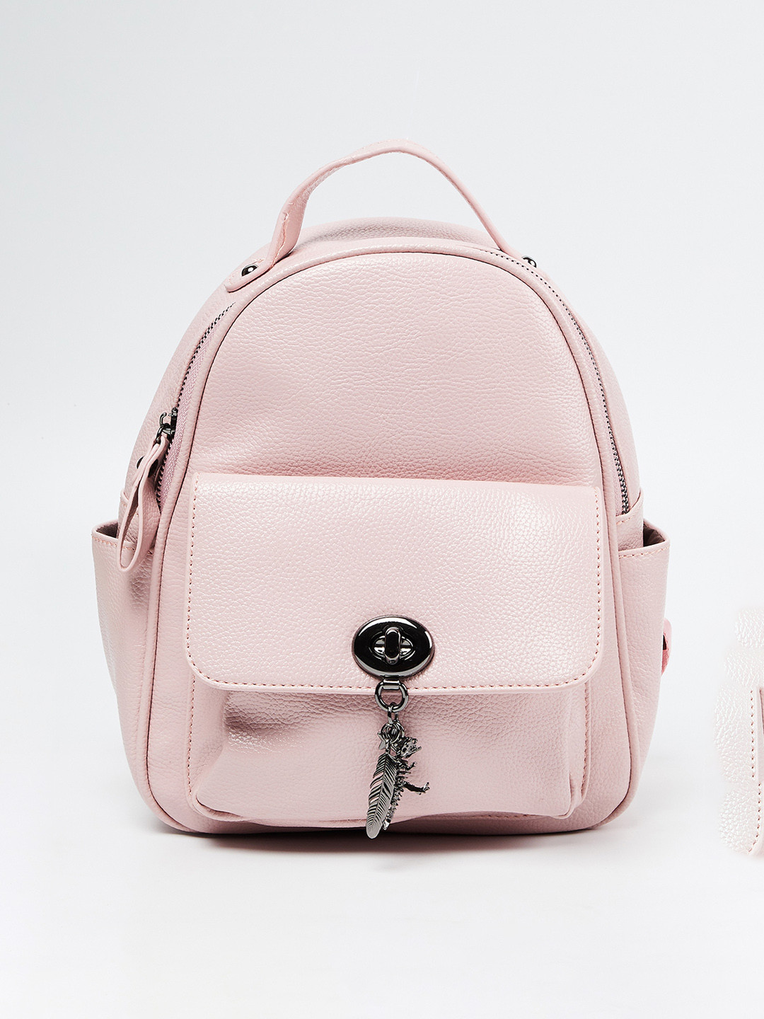 Buy Ginger By Lifestyle Women Pink Solid Backpack - Backpacks for Women ...