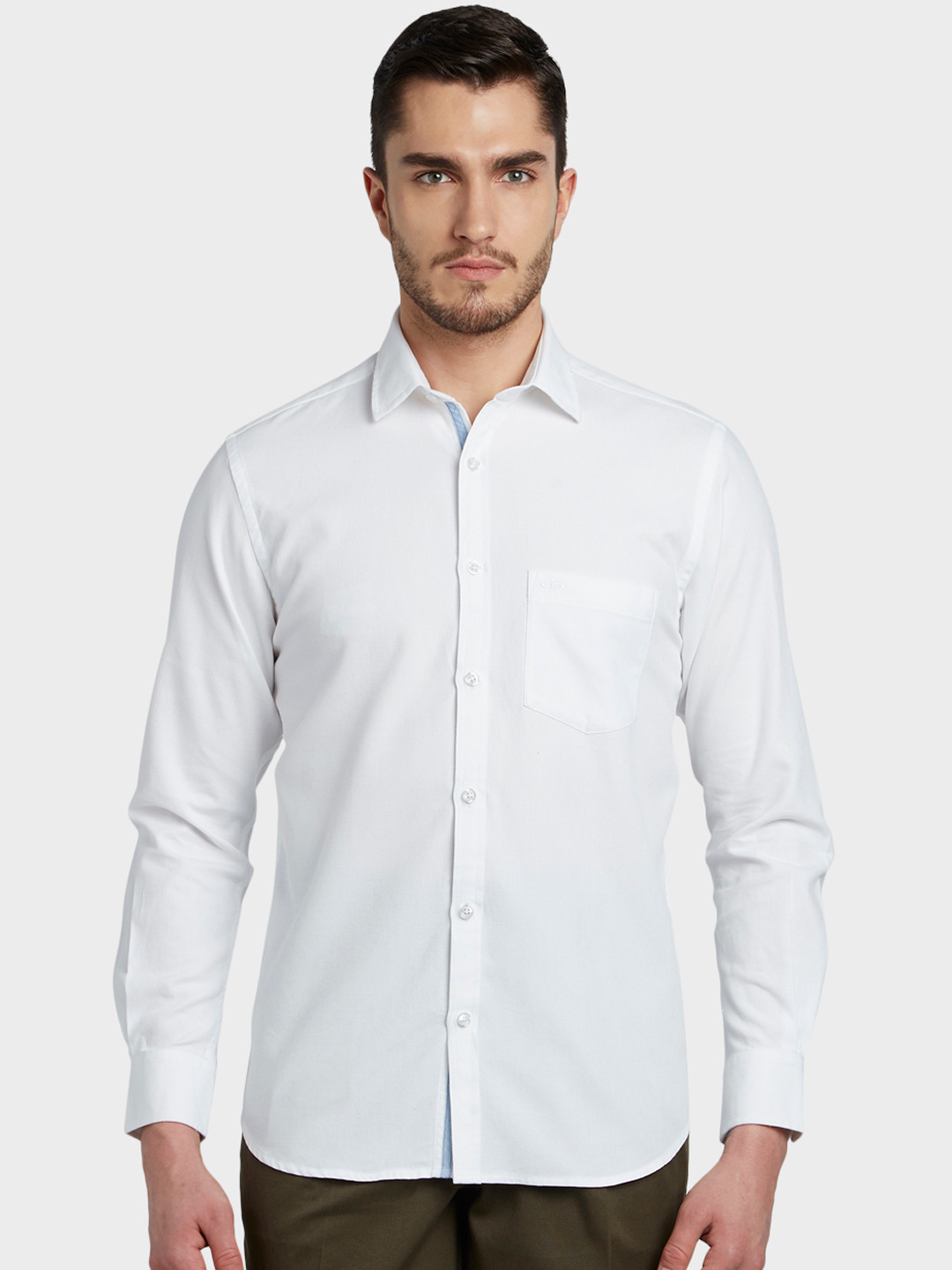 Buy ColorPlus Men White Tailored Fit Solid Casual Shirt - Shirts for ...