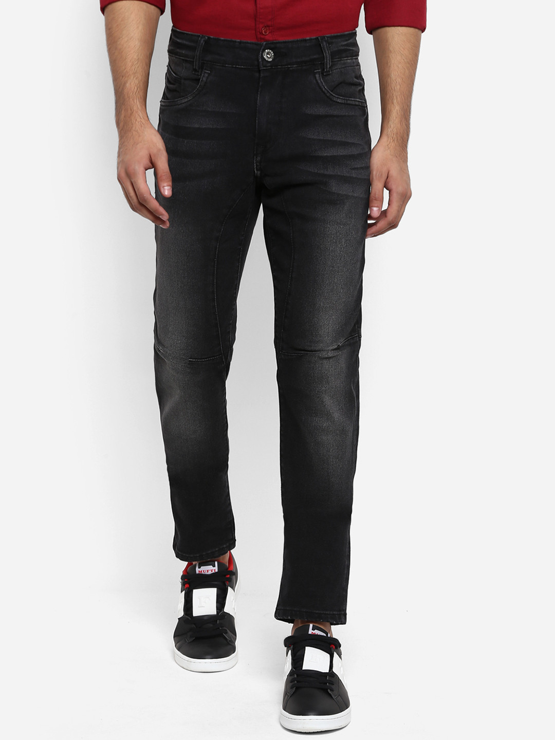 Buy Mufti Men Black Slim Fit Mid Rise Clean Look Stretchable Jeans ...