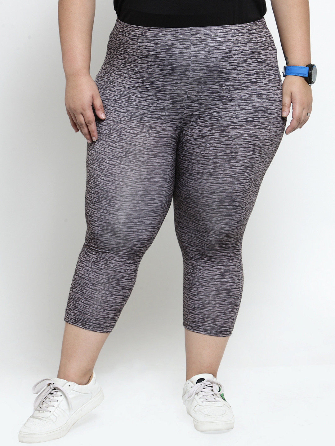 Buy PlusS Women Grey Melange Solid Regular Fit Capris - Capris for ...