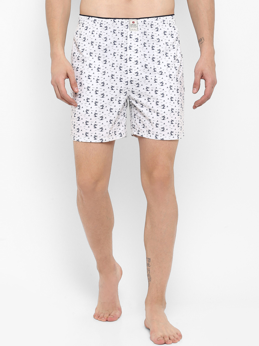 Buy Swiss Military Men White & Blue Printed Pure Cotton Boxers - Boxers ...