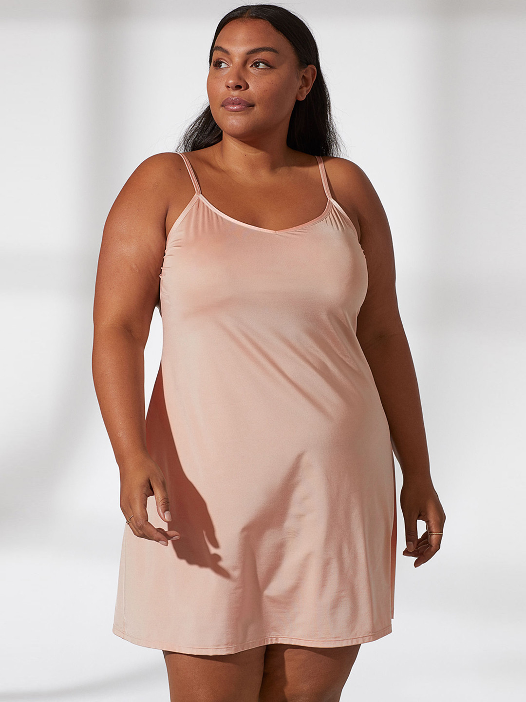 Buy H&M Plus Women Beige Solid Microfibre Underdress - Camisoles for Women 10476976 | Myntra