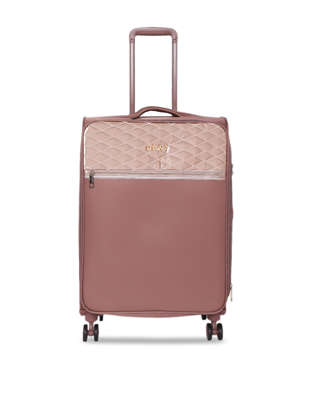 Buy DKNY Unisex Pink Solid Quilted Soft Soft Sided Cabin Trolley ...