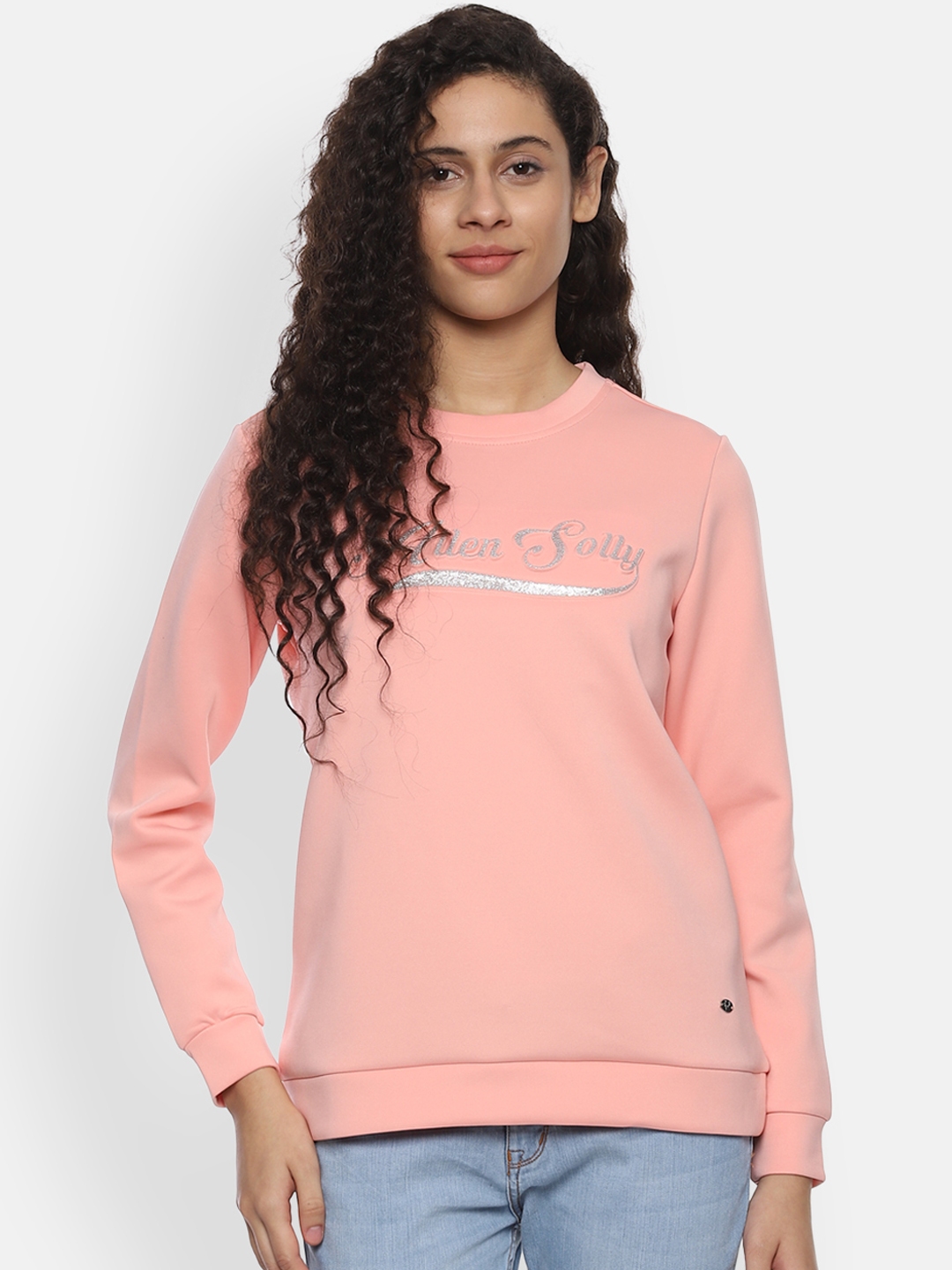 Buy Allen Solly Woman Women Peach Coloured Printed Sweatshirt