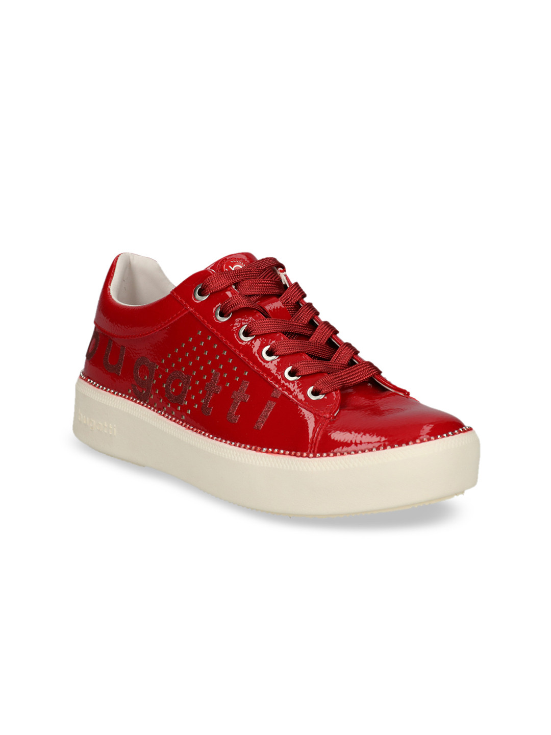Buy Bugatti Women Red Perforated Sneakers - Casual Shoes for Women ...