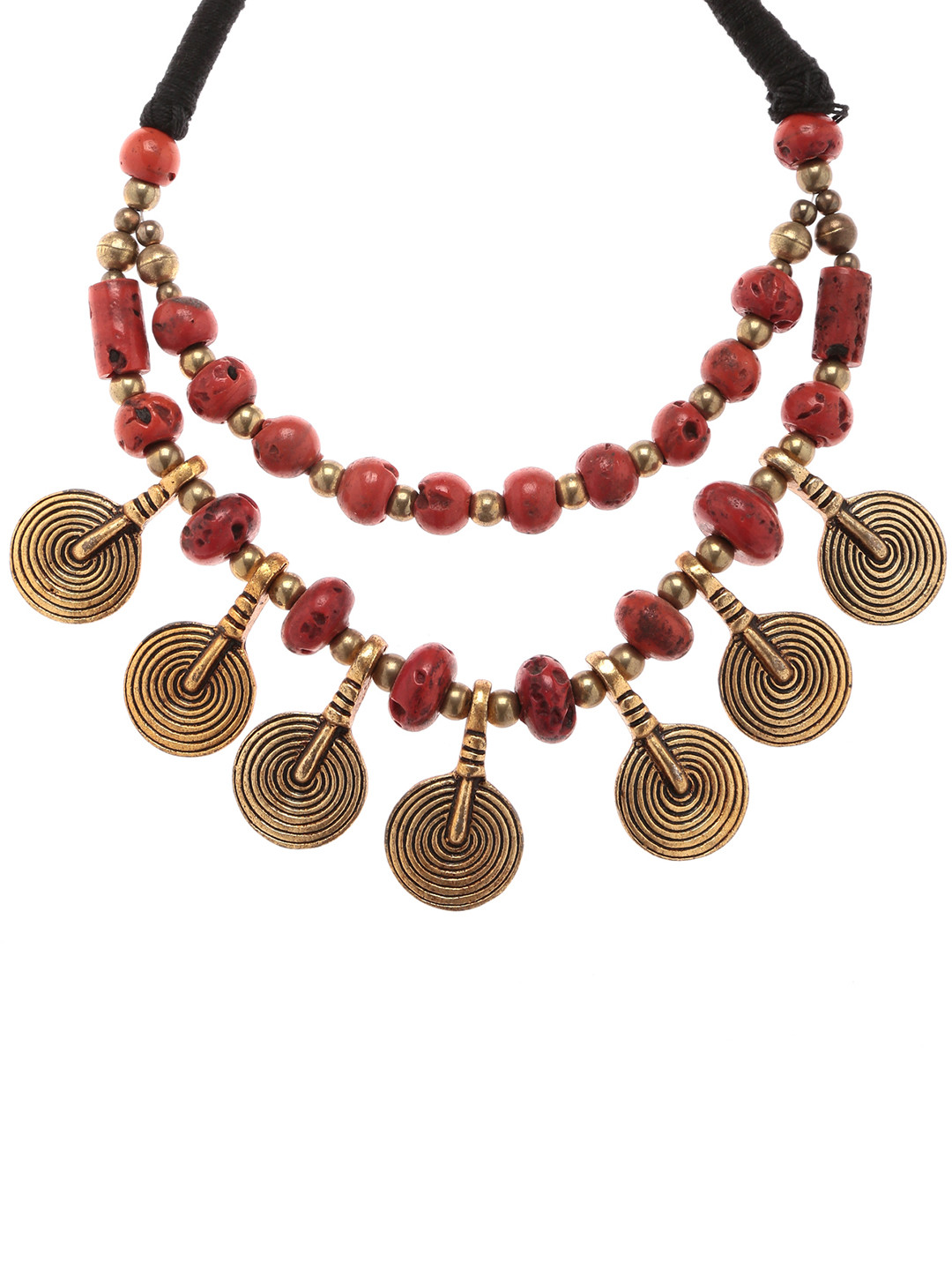 Buy Bamboo Tree Jewels Gold Toned & Red Metal Handcrafted Necklace ...